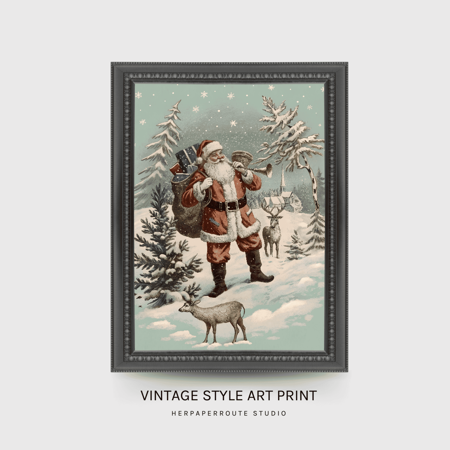 Vintage Santa Claus Art Print - HerPaperRoute Studio